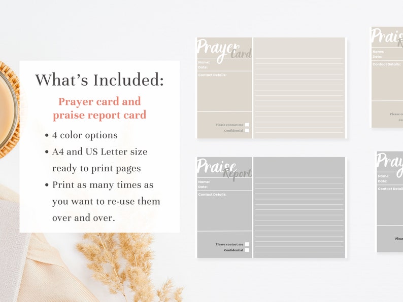 Prayer Request & Praise Report Card Printable Pdfs | Church Handouts ...