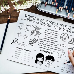 Kids Lord's Prayer Activity Placemat Printable | Children Bible ...