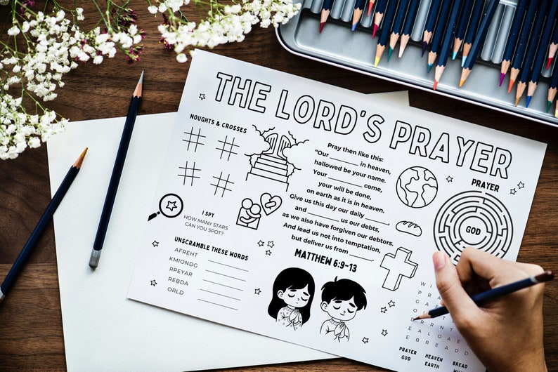 Kids Lord's Prayer Activity Placemat Printable | Children Bible ...