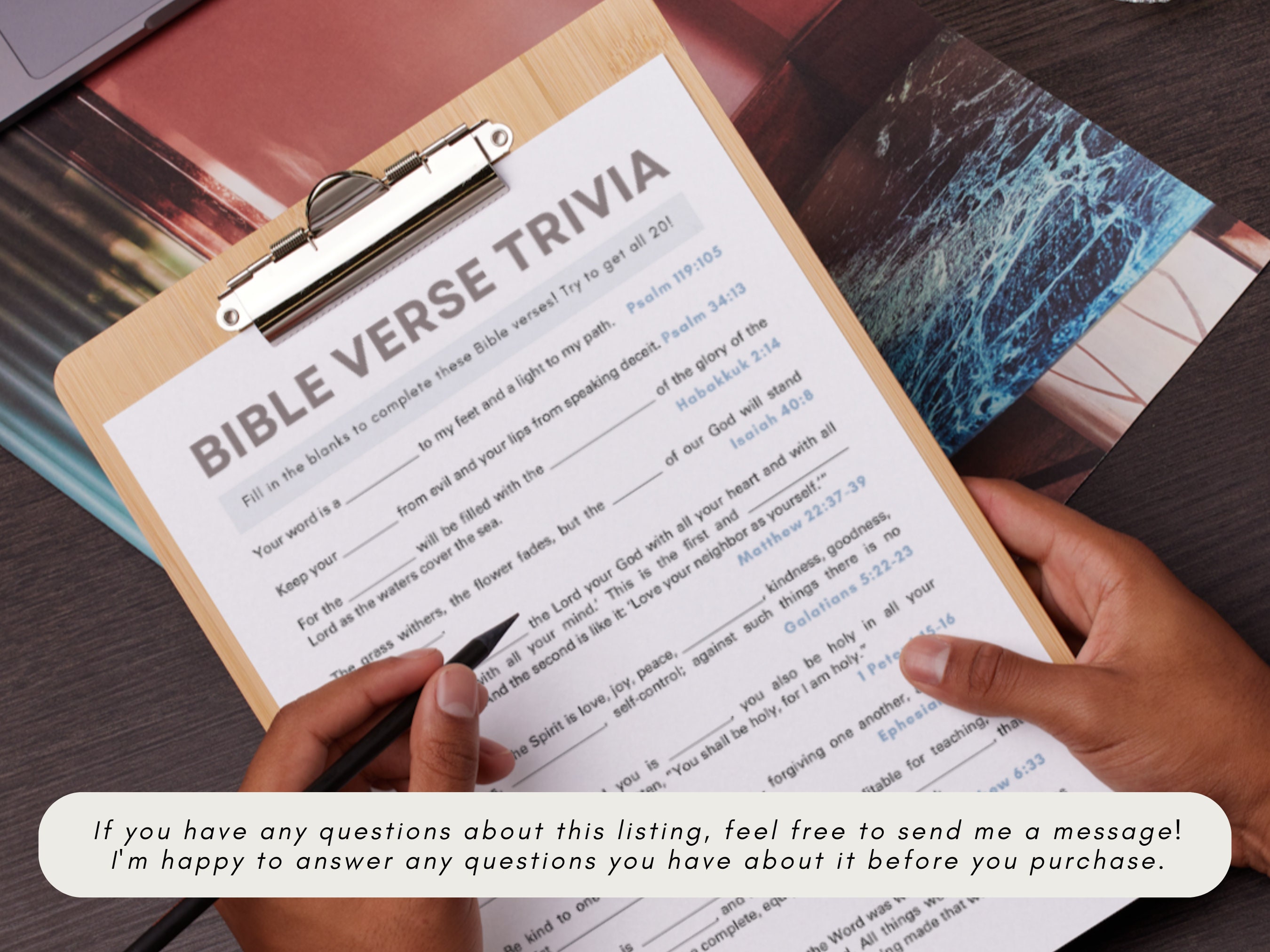 Bible Verse Fill in the Blanks Game Printable Old & New Testament ...