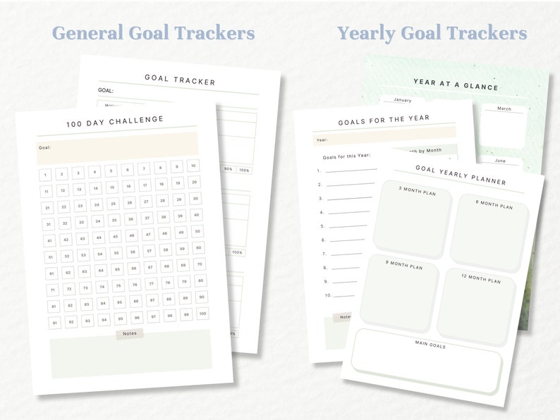 Goal Planner Printable PDF, Goal Setting Journal, Habit Tracker ...