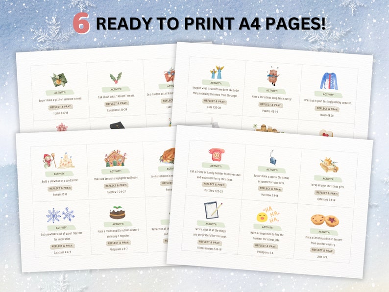 Advent Activity Cards Printable, Christian Children Advent Cards ...