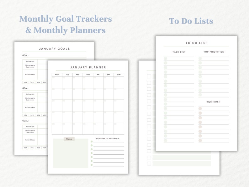 Goal Planner Printable PDF, Goal Setting Journal, Habit Tracker ...