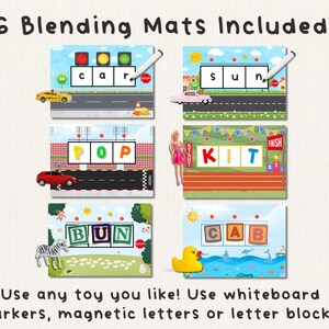 CVC Words Car Toy Blending Mat Printable | Fun Phonics Reading, Word ...