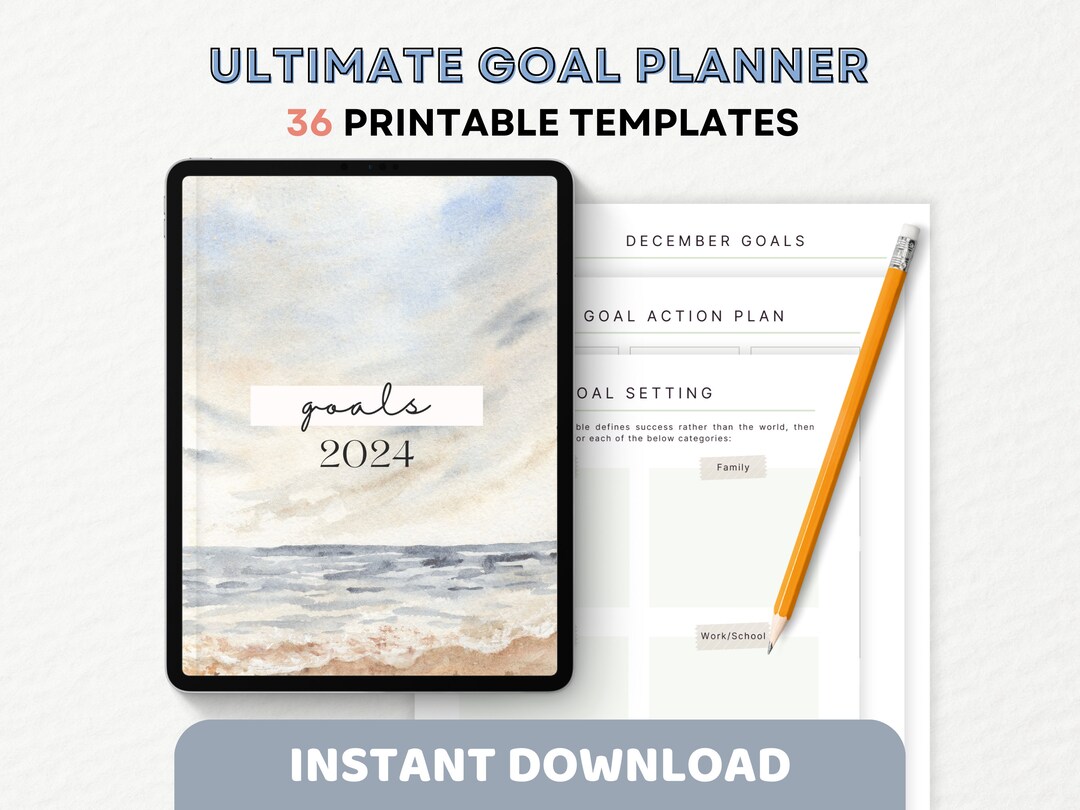 Goal Planner Printable PDF, Goal Setting Journal, Habit Tracker ...