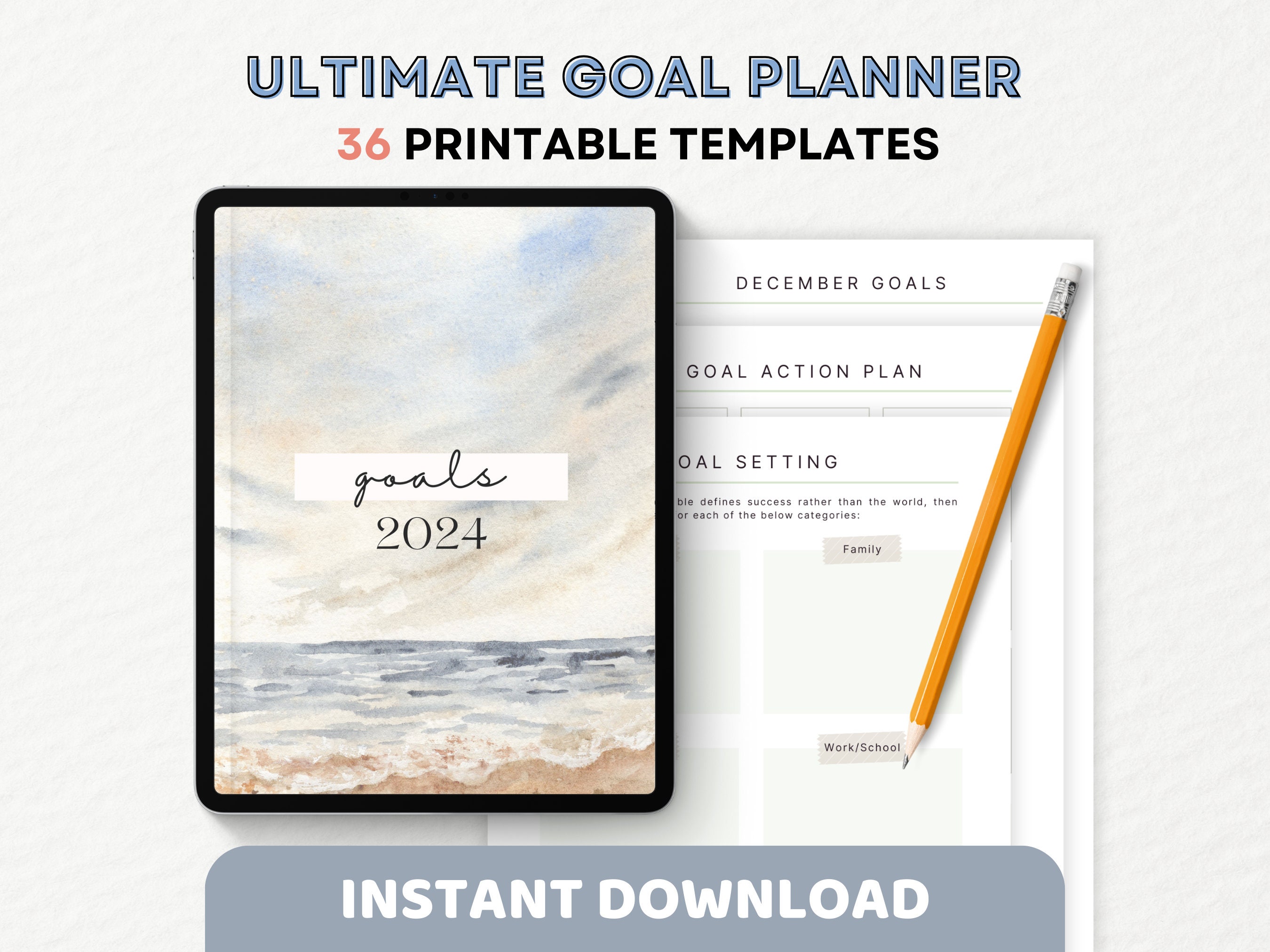 Goal Planner Printable PDF, Goal Setting Journal, Habit Tracker ...