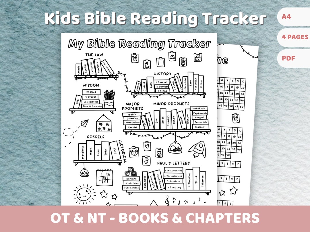 Kids Bible Reading Tracker Printable | Books of the Bible, Old & New ...
