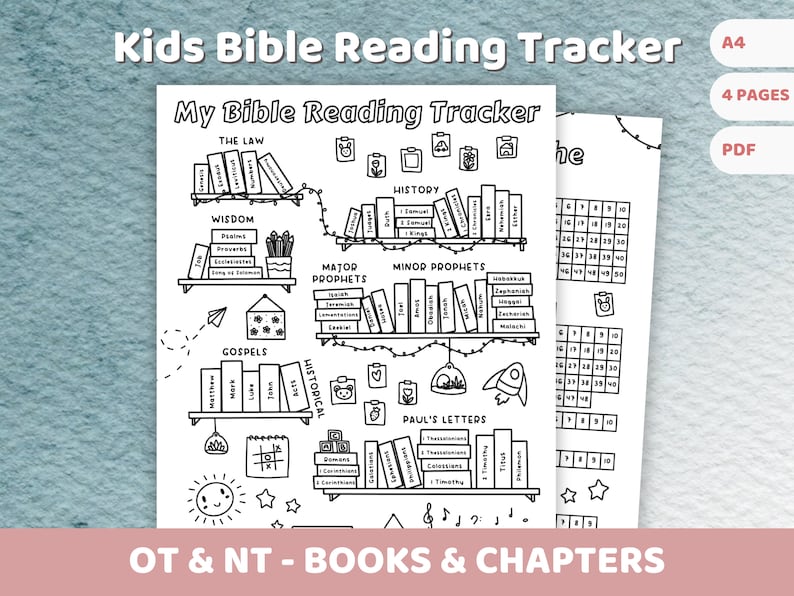 Kids Bible Reading Tracker Printable | Books of the Bible, Old & New ...