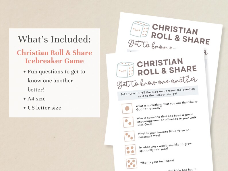 Christian Roll & Share Game Printable | Church Bible Roll and Tell ...