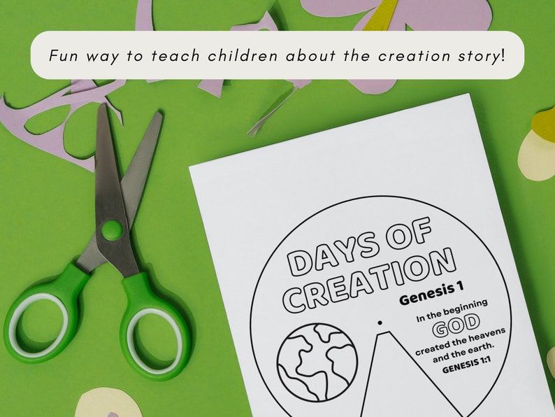Days of Creation Coloring Wheel Printable Sunday School Bible Activity ...