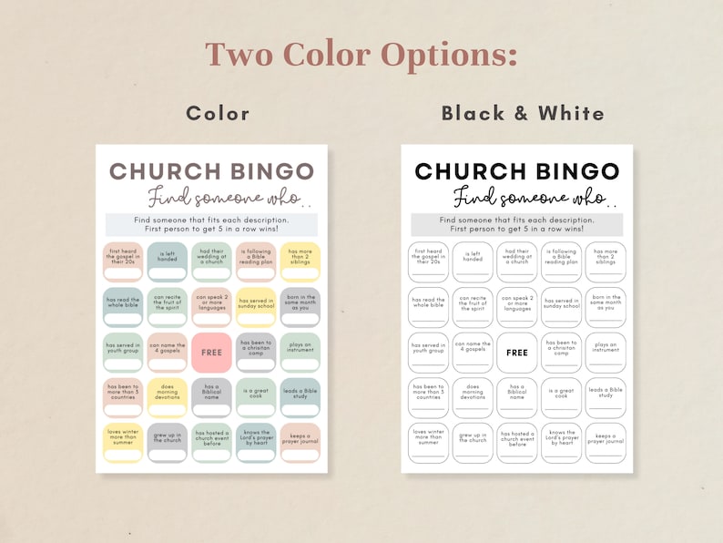 Church Bingo Game Printable Find Someone Who Game Christian Icebreaker ...
