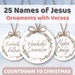 Advent Ornaments With Names of Jesus & Bible Verses Printable NIV ...
