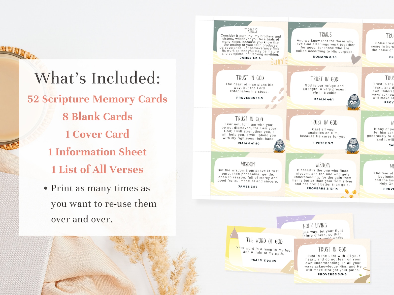 52 Children Scripture Cards Printable ESV | Kids Bible Verse Memory ...