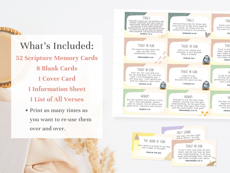 52 Children Scripture Cards Printable ESV | Kids Bible Verse Memory ...