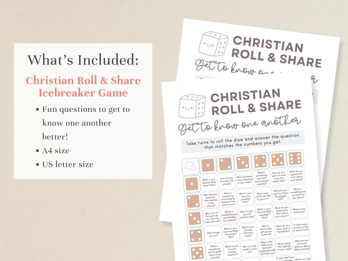 Christian Dice Roll & Share Game Printable | Church Bible Roll Tell ...