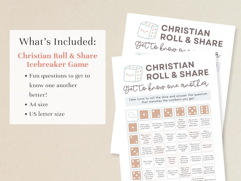 Christian Dice Roll & Share Game Printable Church Bible Roll Tell ...