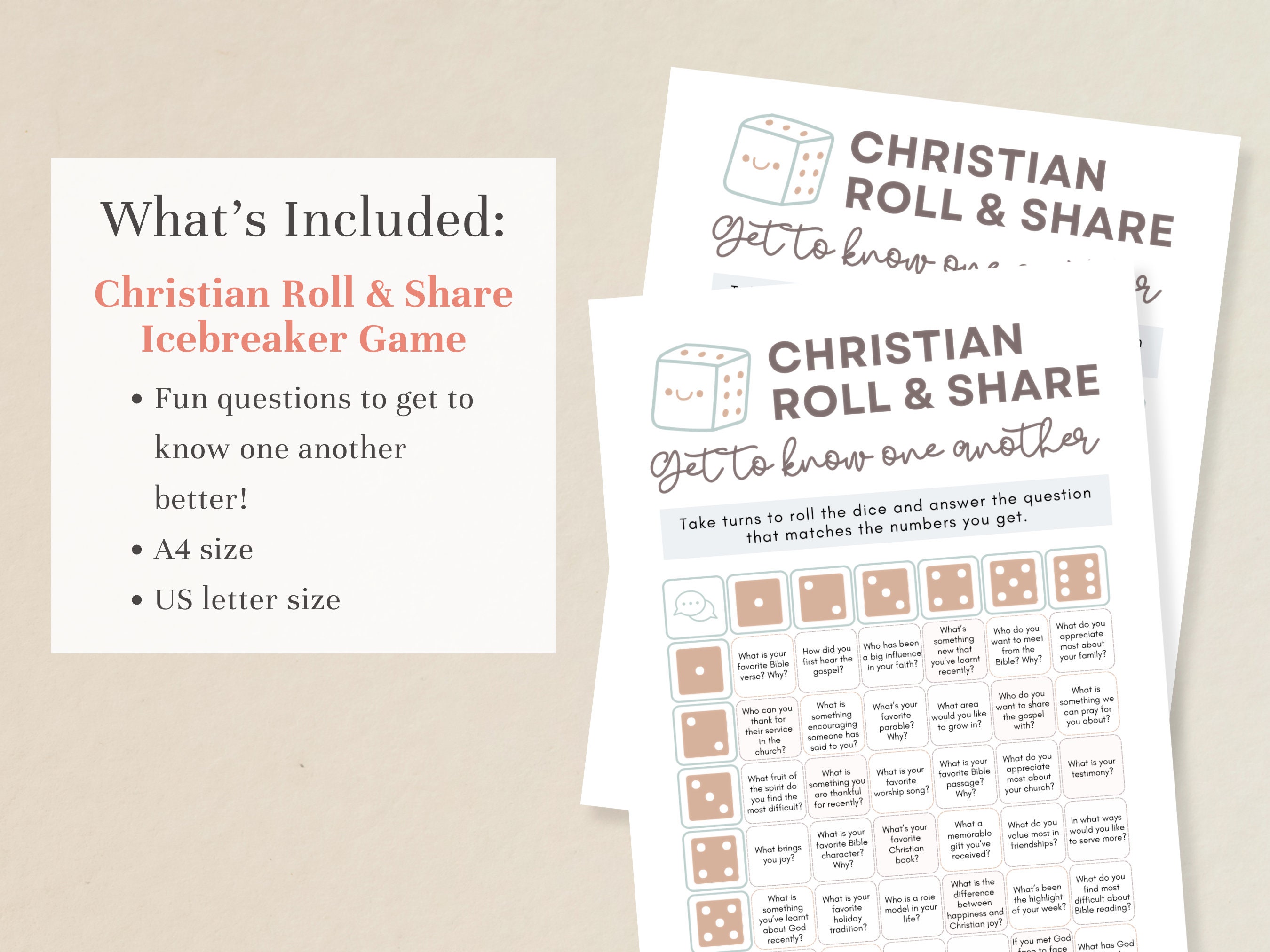 Christian Dice Roll & Share Game Printable Church Bible Roll Tell ...