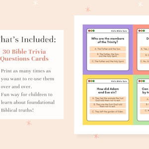 30 Kids Bible Trivia Cards Printable | Children & Family Bible Quiz ...