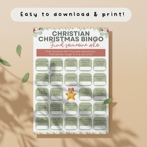 Christmas Church Bingo Game Printable | Find Someone Who | Christian ...