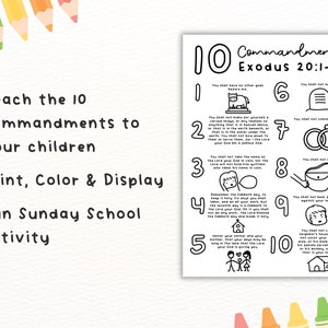 Ten Commandments Coloring Page Printable for Sunday School, Homeschool ...