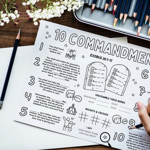 Ten Commandments Activity Sheet Printable | Kids Bible Story Coloring ...