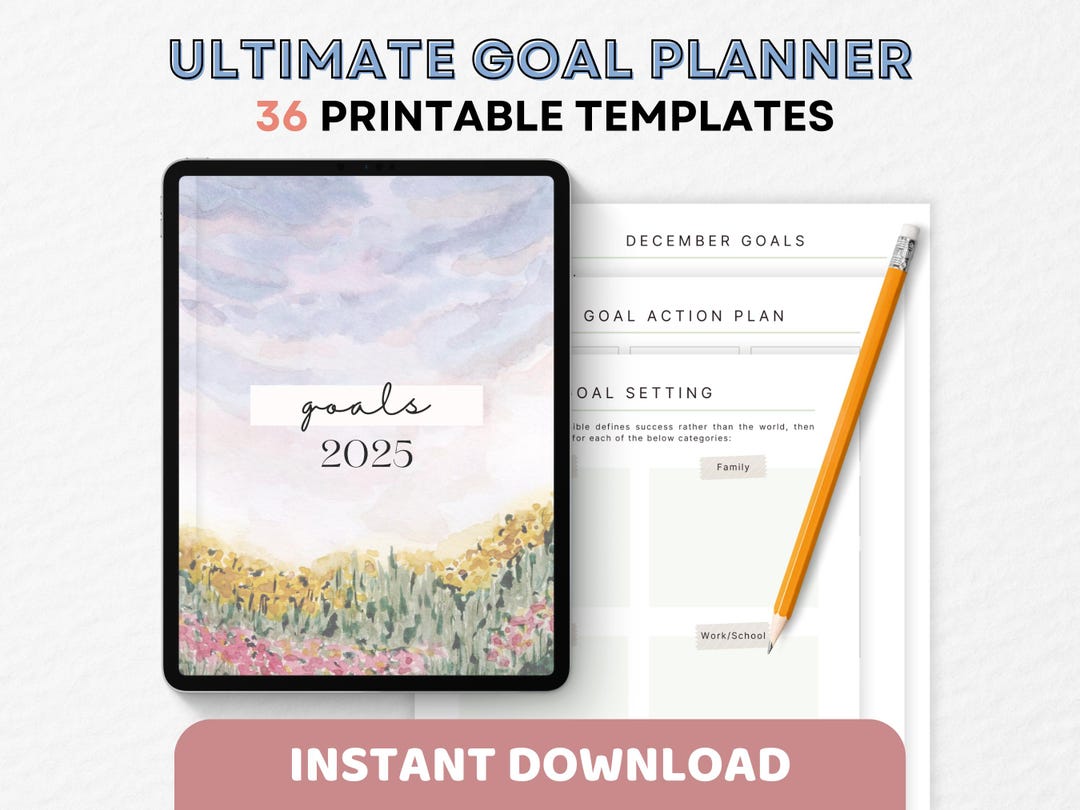 2025 Goal Planner Printable | Goal Setting Journal, Habit Tracker ...