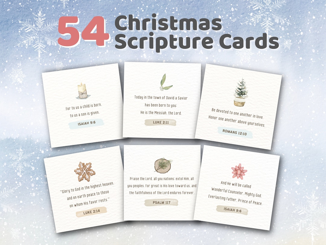 Christmas Scripture Cards Printable NIV, Advent Bible Verse Cards ...