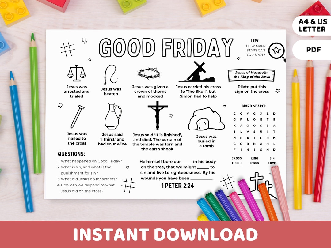 Good Friday Activity Sheet Printable | Crucifixion of Jesus, Kids Bible ...