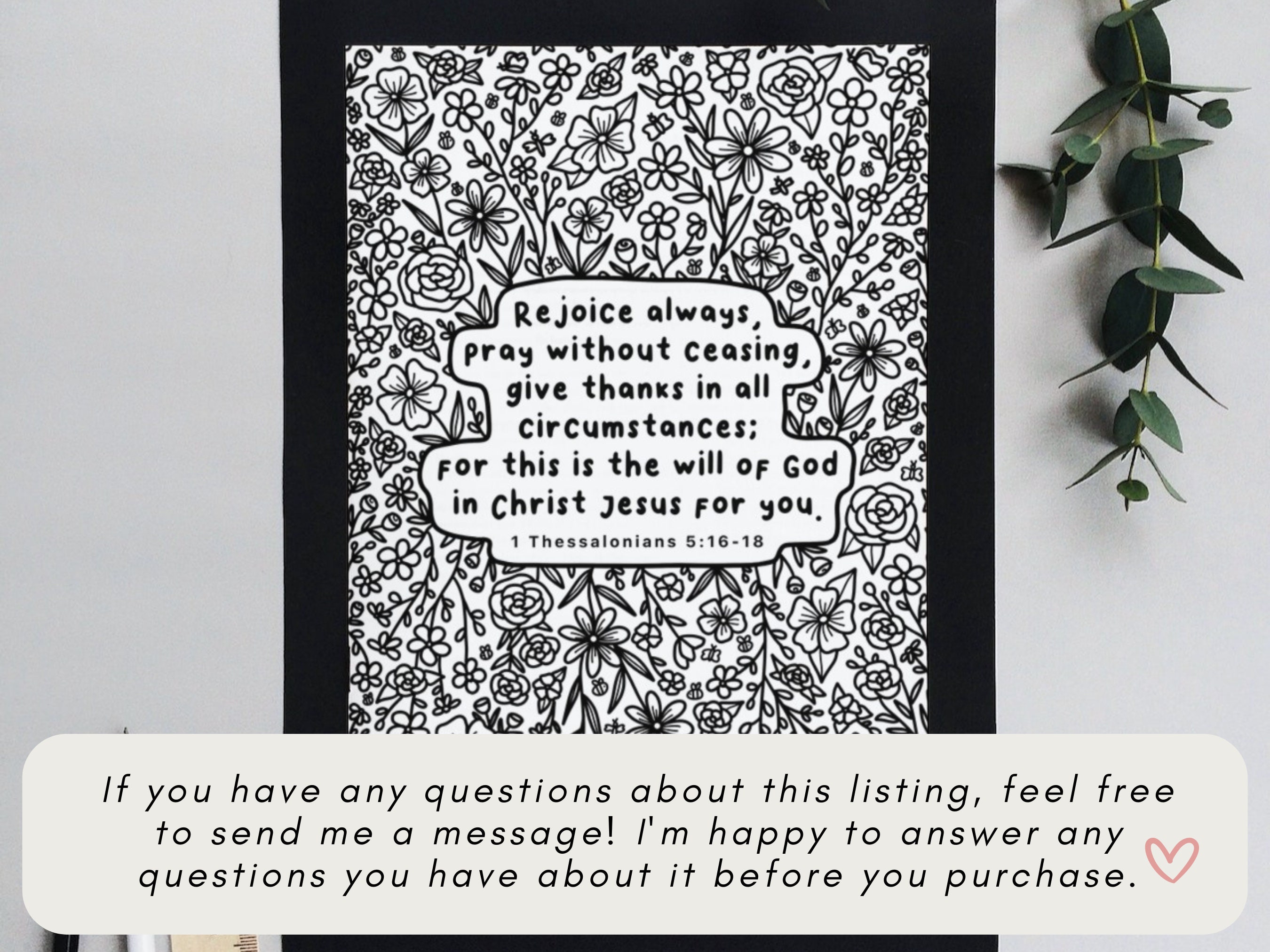 Christian Coloring Page Printable Bible Verse Coloring, Floral Faith ...