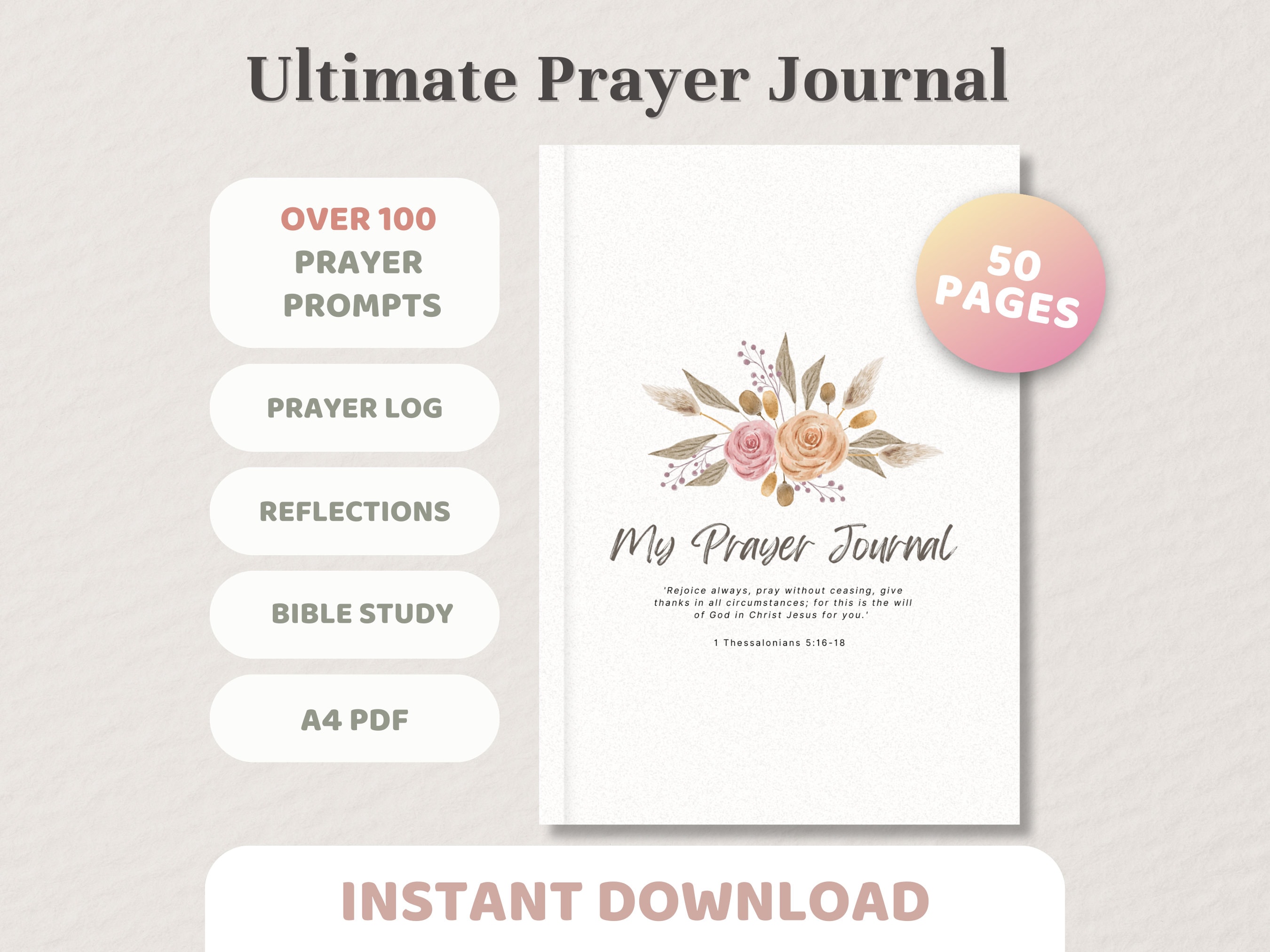 Prayer Journal Printable PDF Gratitude Journal Daily Prayer - Etsy