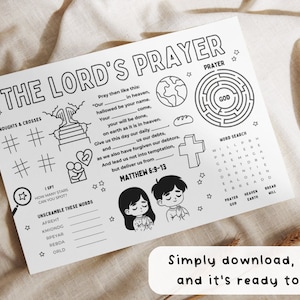 Kids Lord's Prayer Activity Placemat Printable | Children Bible ...