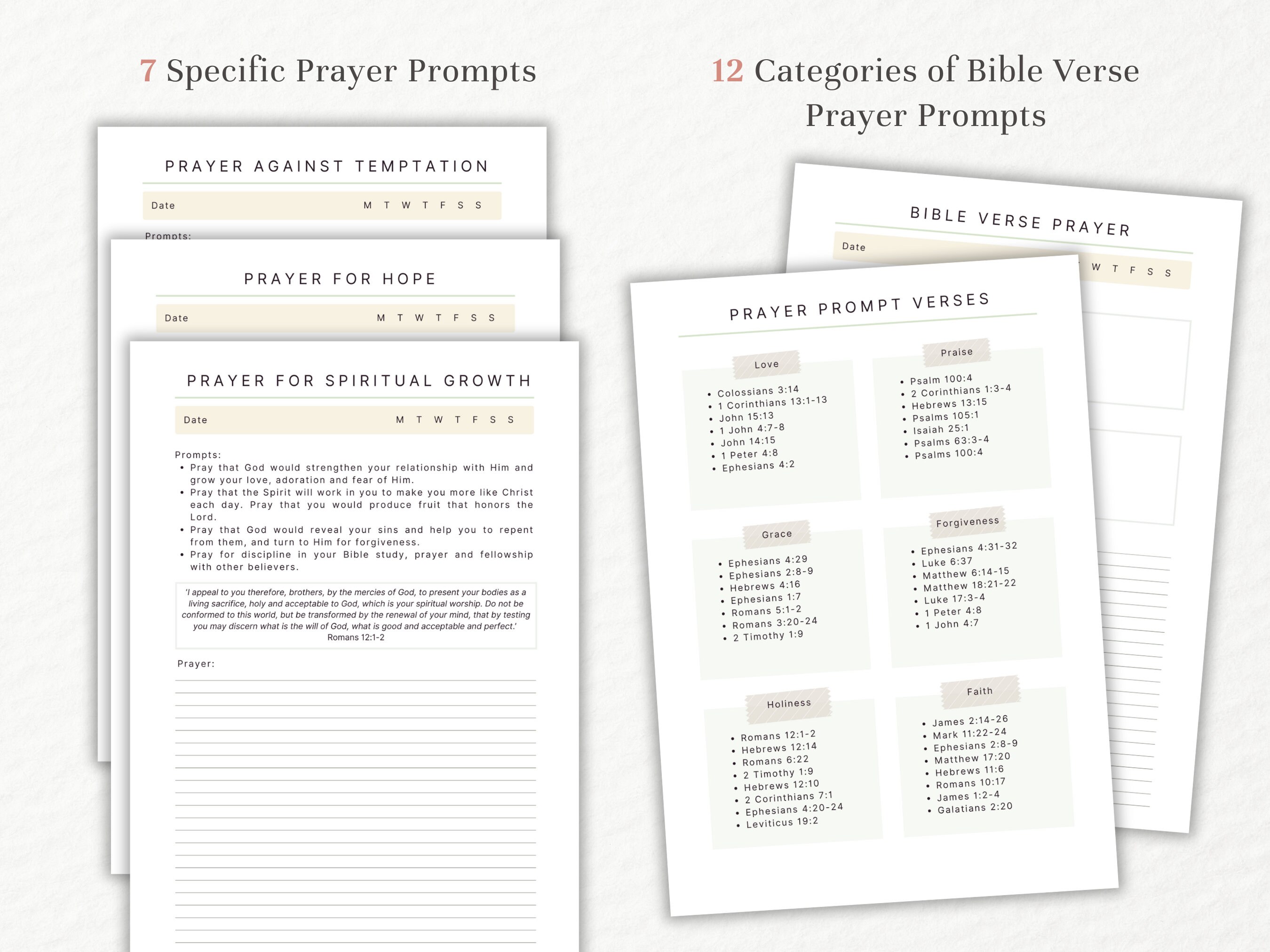 Prayer Journal Printable PDF, Gratitude Journal, Daily Prayer Journal ...