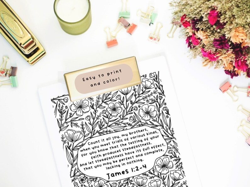 Scripture Coloring Page Christian Bible Verse Coloring Floral Faith ...