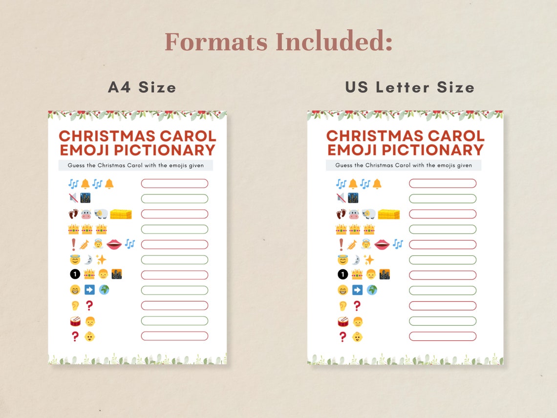 Christmas Carols Emoji Pictionary Game Printable PDF | Christian Party ...