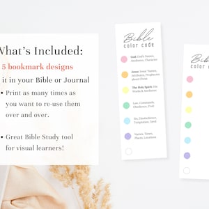 Bible Color Code Bookmarks | 5 Bible Study Highlighting Tool Bookmarks ...