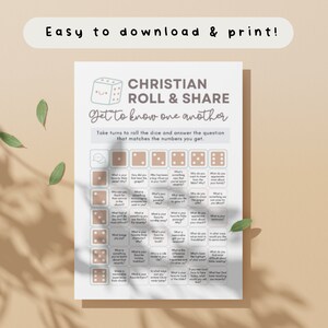 Christian Dice Roll & Share Game Printable | Church Bible Roll Tell ...