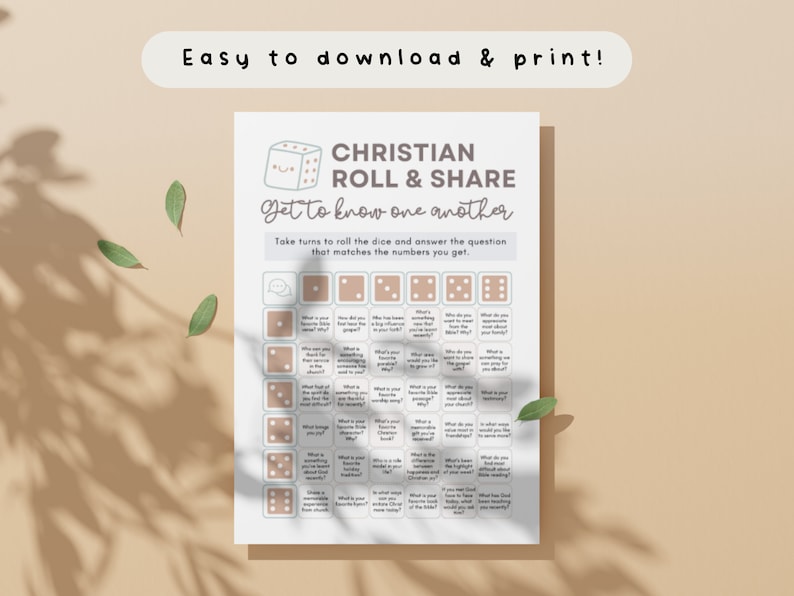 Christian Dice Roll & Share Game Printable Church Bible Roll Tell ...