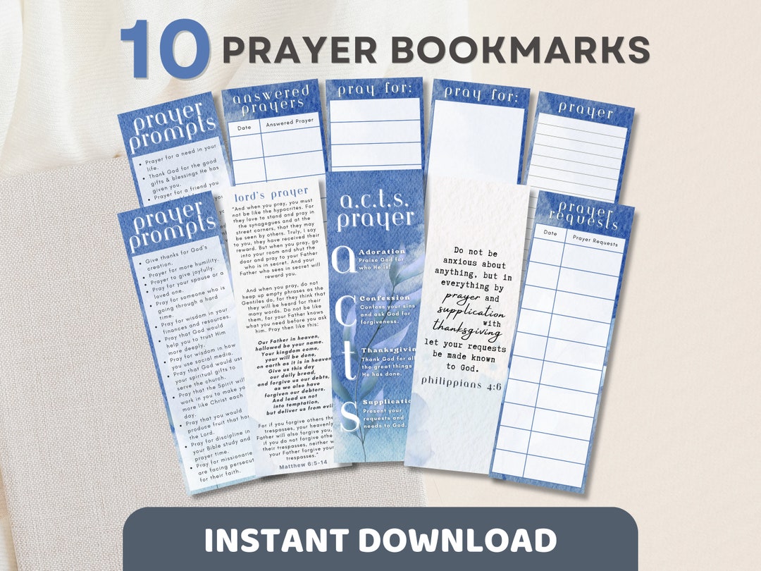 10 Prayer Bookmarks Printable | Christian Prayer Journal Bible ...