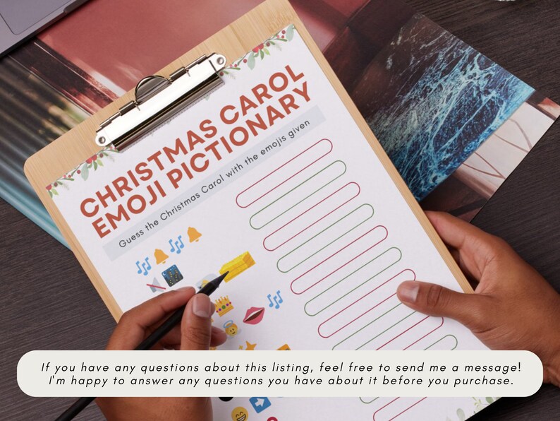 Christmas Carols Emoji Pictionary Game Printable PDF | Christian Party ...