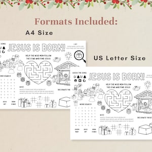 Christmas Christian Activity Placemat Printable | Jesus Nativity ...