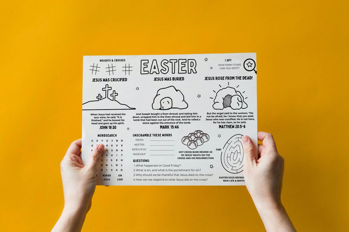 Easter Kids Activity Placemat – Christian Printable | Bible Coloring ...