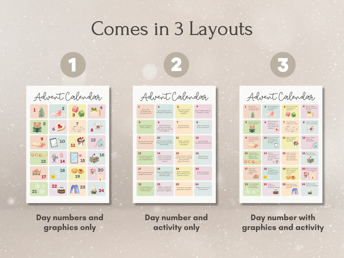 Advent Activity Calendar Printable | Fun Christmas Activities for ...