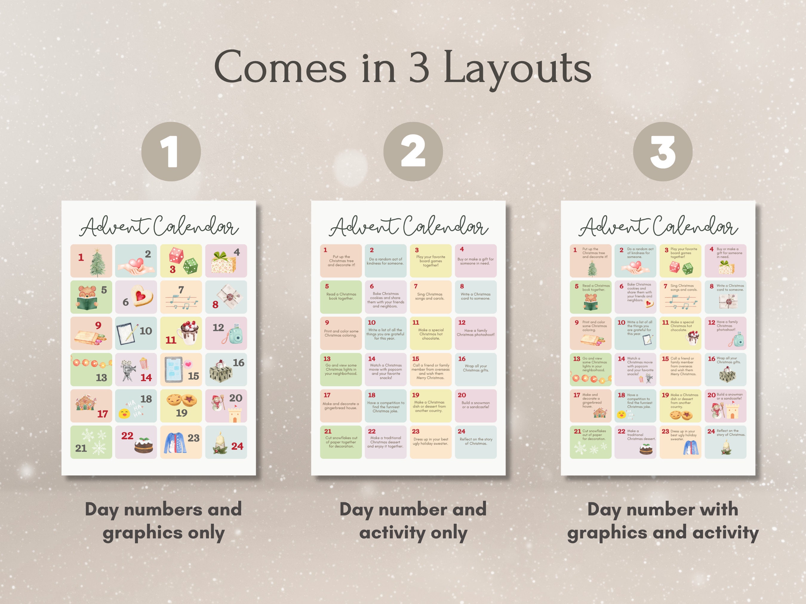 Advent Activity Calendar Printable | Fun Christmas Activities for ...