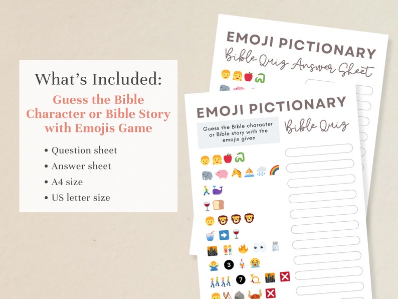 Bible Emoji Pictionary Game Printable | Christian Party Icebreaker ...