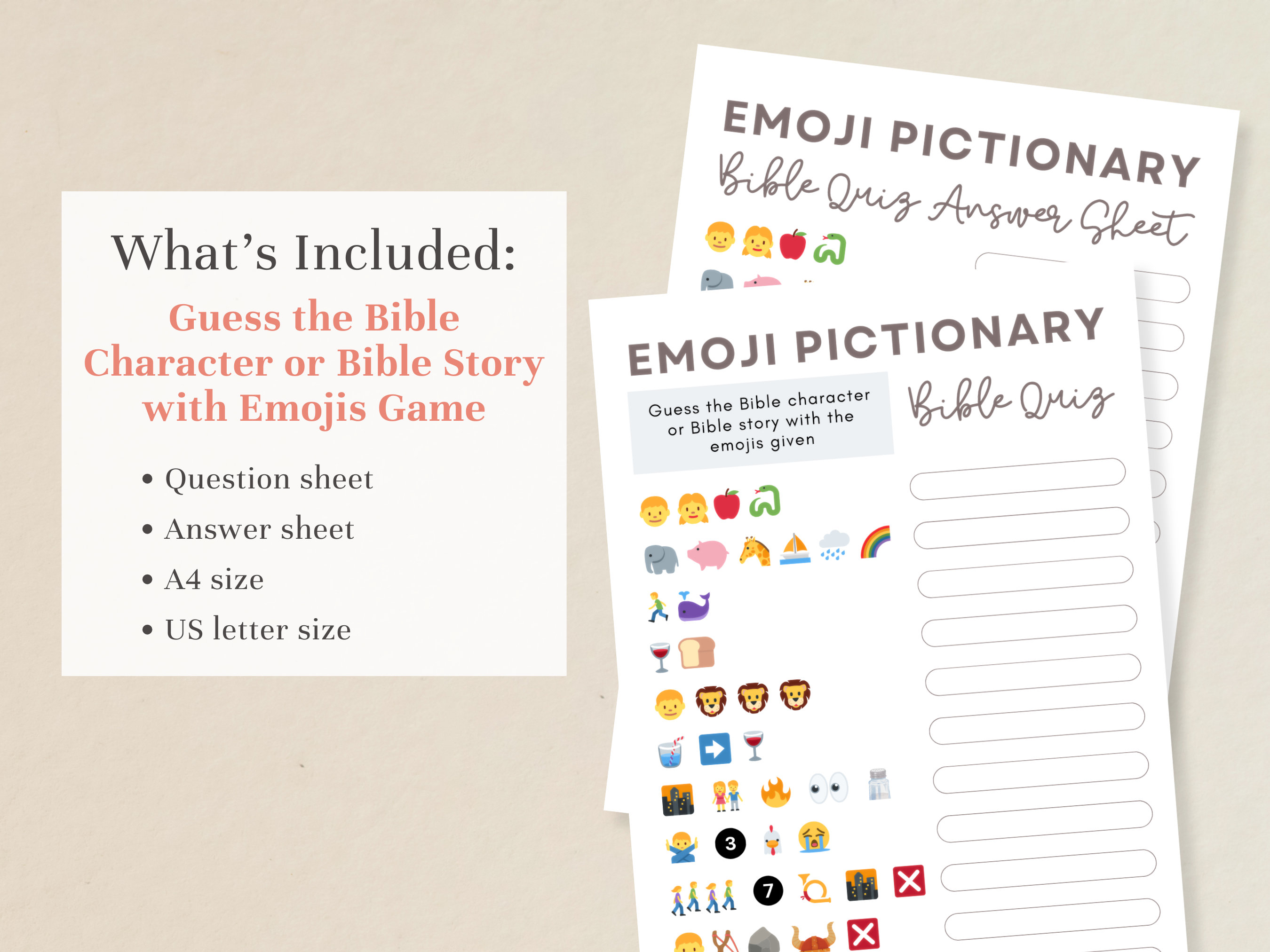 Bible Emoji Pictionary Game Printable | Christian Party Icebreaker ...