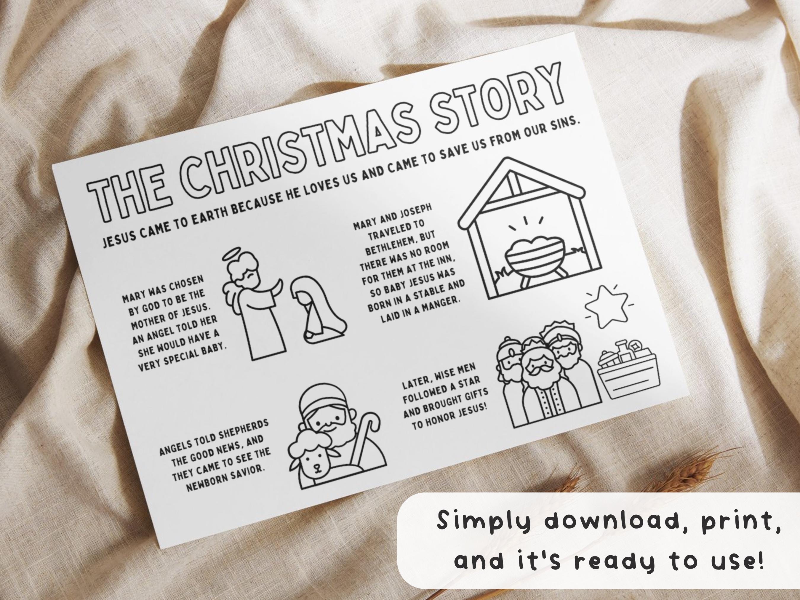 Christian Christmas Story Coloring Page Printable | Kids Nativity ...