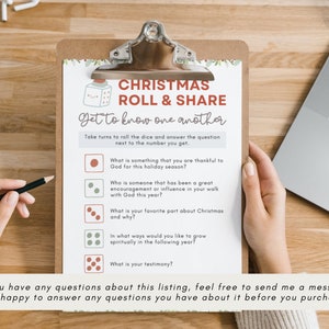 Christmas Christian Dice Roll & Share Game Printable | Church Get to ...