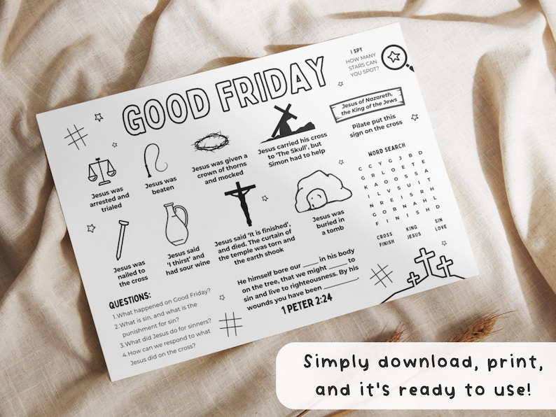 Good Friday Activity Sheet Printable | Crucifixion of Jesus, Kids Bible ...