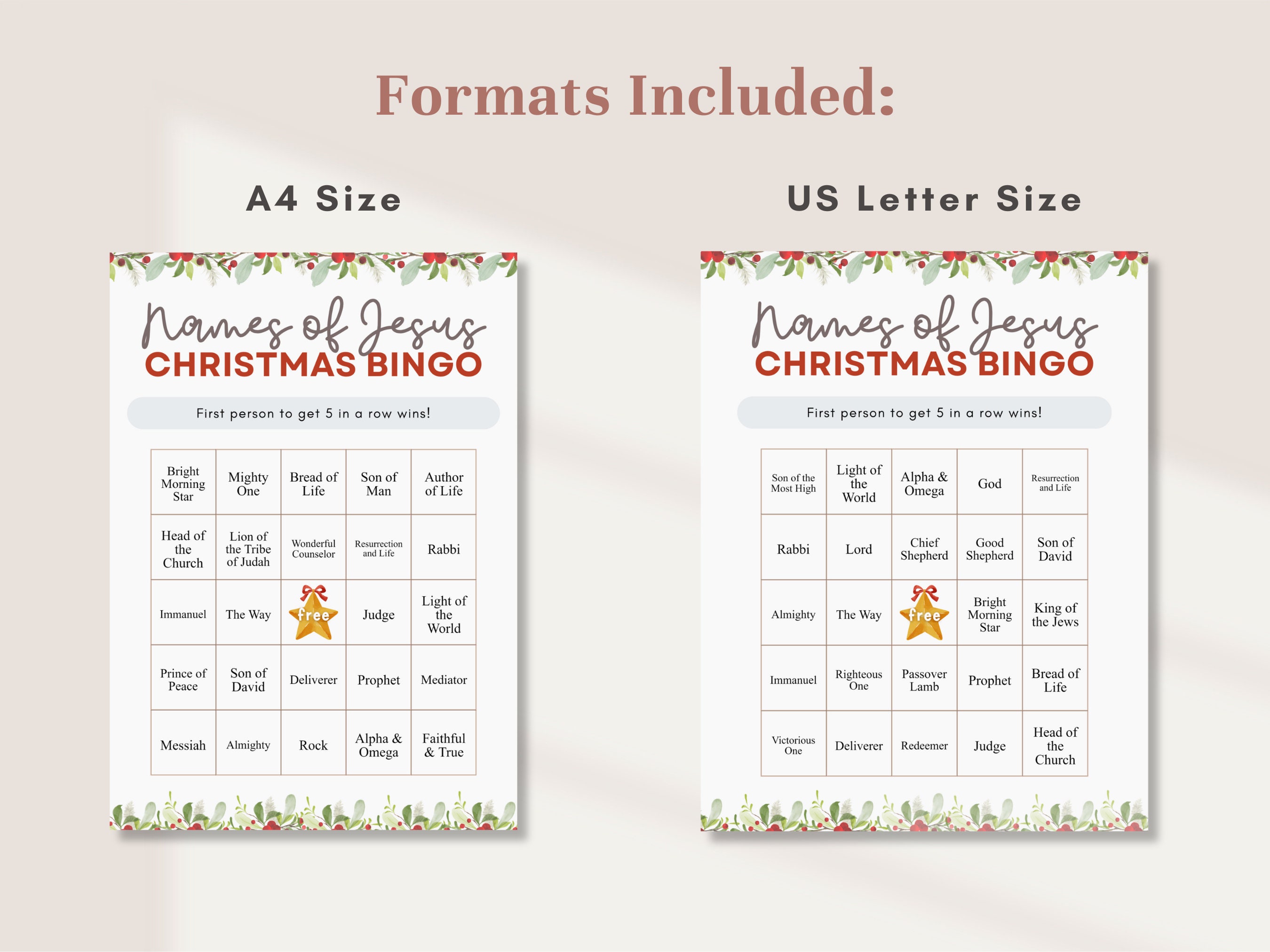 Names of Jesus Christmas Bingo Game Printable | Advent Christian ...