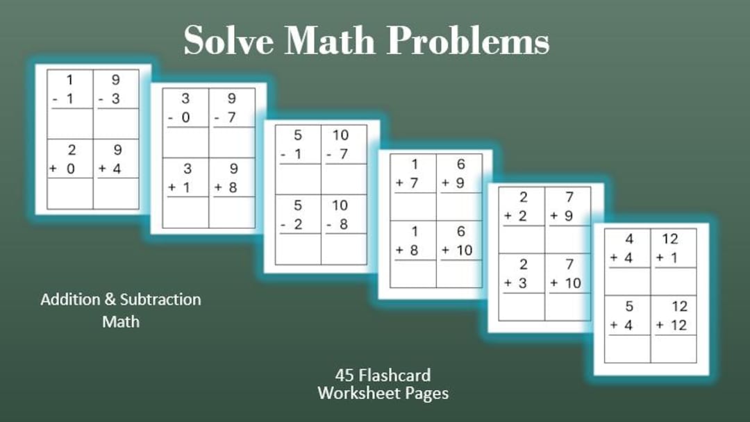 Addition & Subtraction Flashcards, Printable Worksheet, Digital ...
